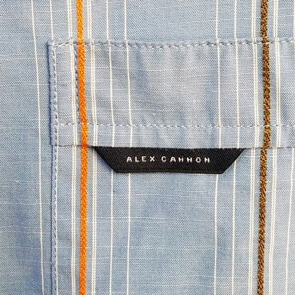Alex Cannon | Shirts | Alex Cannon Blue Orange White Stripe Dress Shirt ...